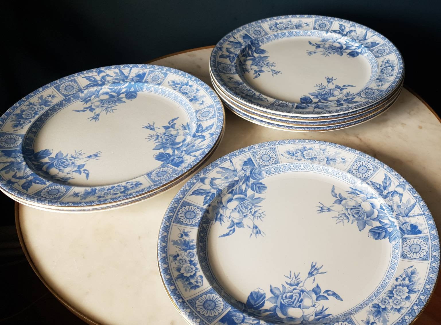 Victorian 'GARFIELD' WALLIS GIMSON Dinner Plates C. 1885/ Antique Blue ...
