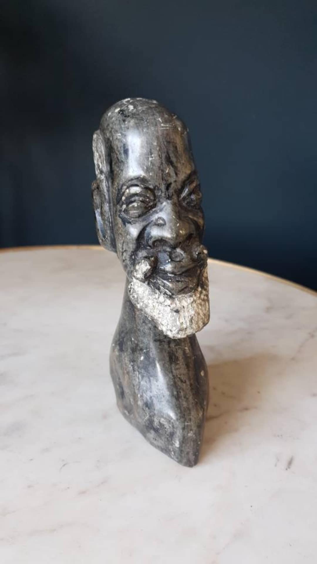 Vintage Carved Stone African Sculpture/ Miniature African Stone Bust ...