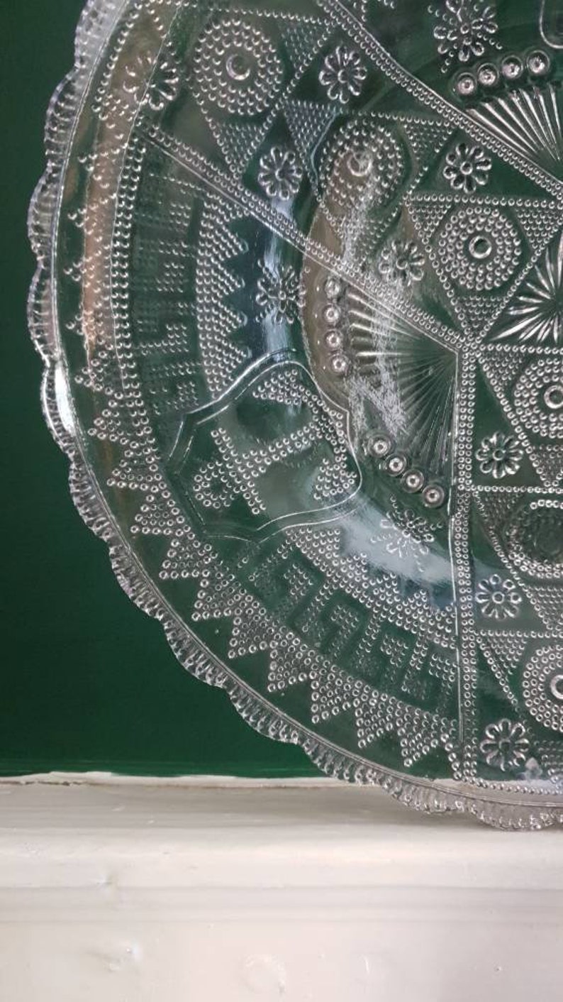 Victorian DAVIDSON Pressed Glass Plate/ Antique Decorative Glass ...