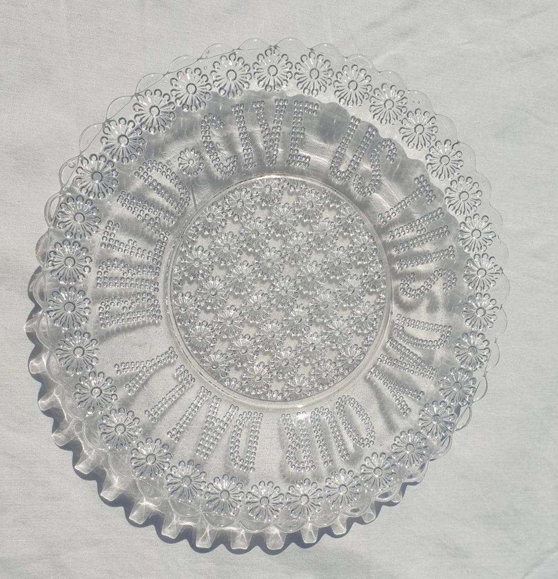 Victorian DAVIDSON Pressed Glass Plate/ Antique Daily Bread - Etsy