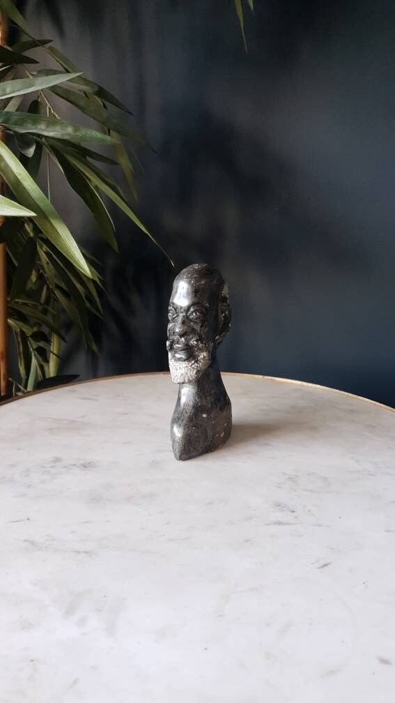 Vintage Carved Stone African Sculpture/ Miniature African Stone Bust ...