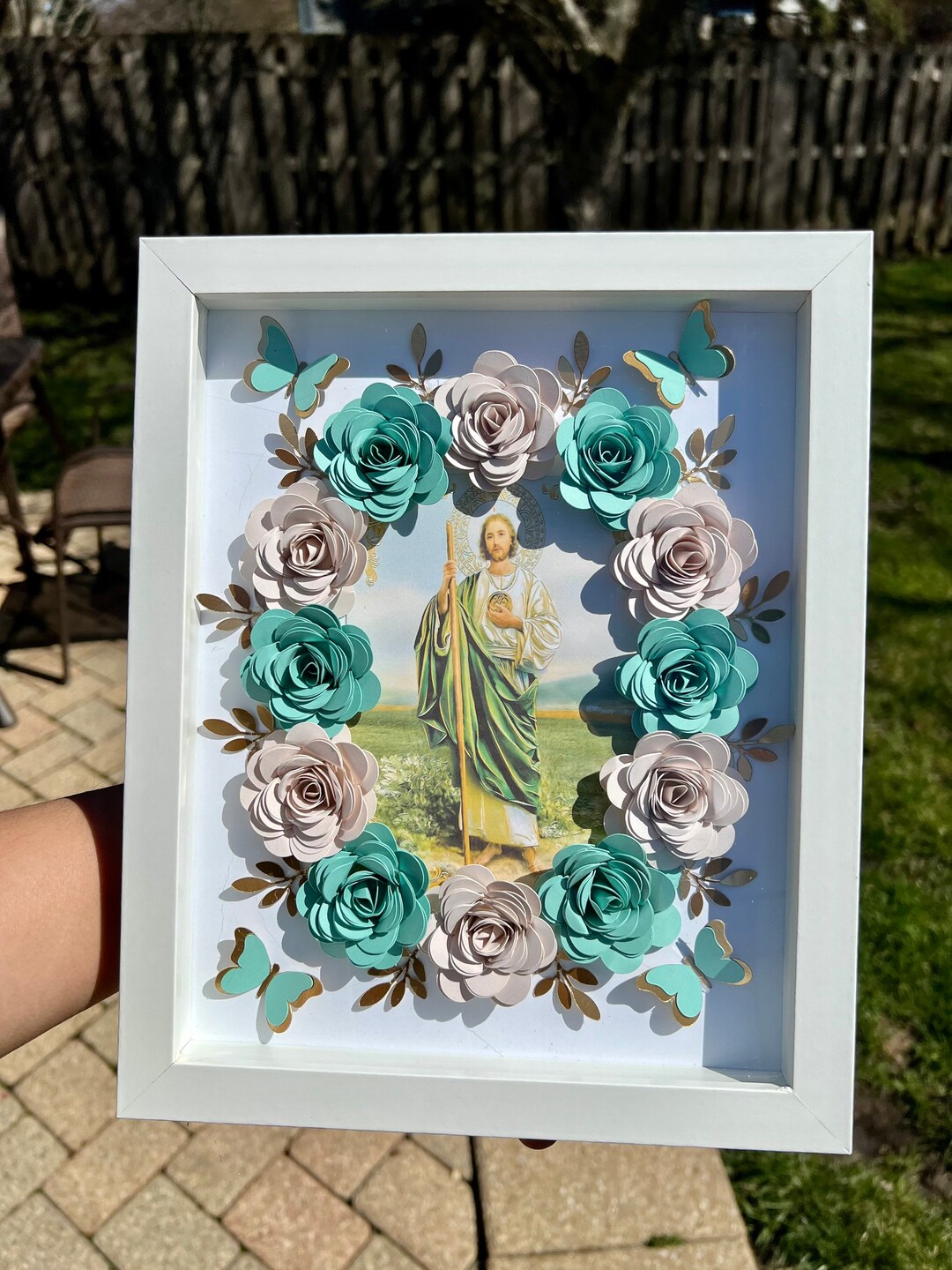 San Judas Tadeo 8x10 Shadow Box With LED Lights/cuadro De San Judas Con ...