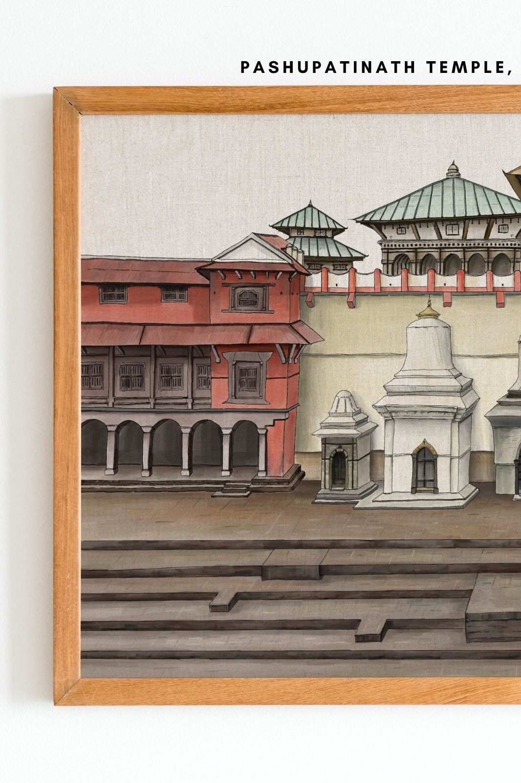 Pashupatinath Temple Kathmandu Digital Print, Nepal Architecture Wall ...
