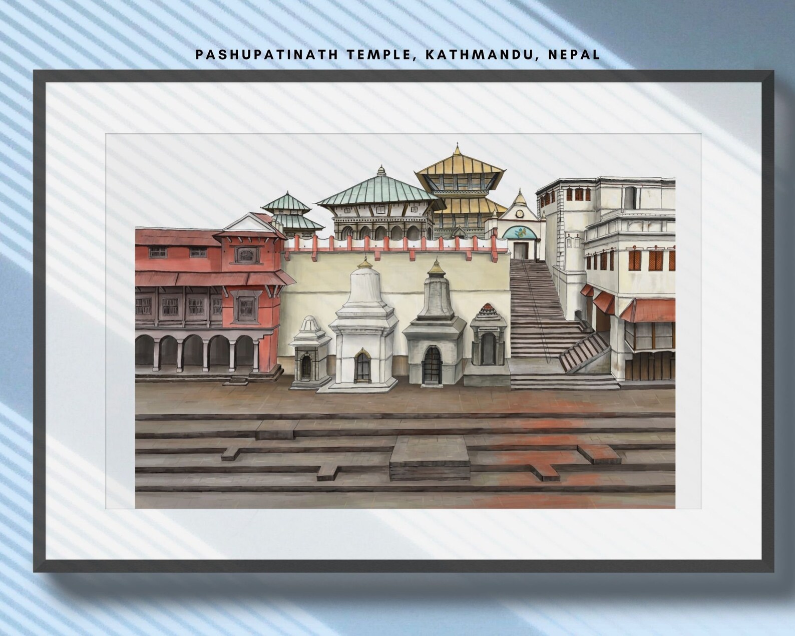 Pashupatinath Temple Kathmandu Digital Print, Nepal Architecture Wall ...