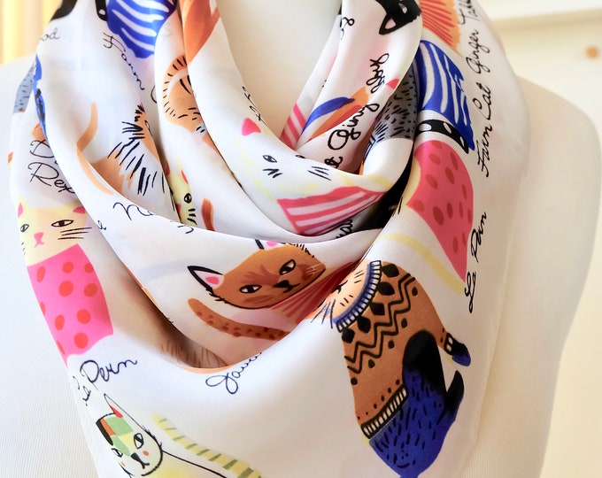 Cat Scarf, Cat Lover, Scarf, Scarves, Gift for Cat Lover, Cat Hijab ...