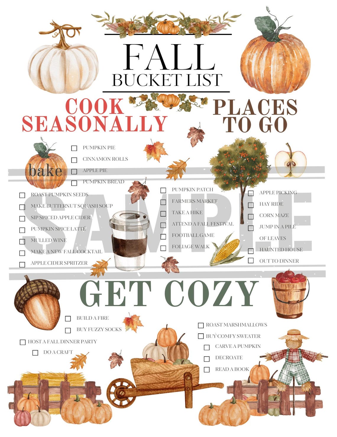 Fall Bucket List - Digital Download - Etsy