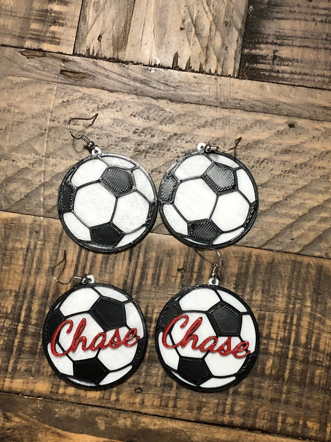 Soccer Earrings Add Player Name and Number if Desired - Etsy