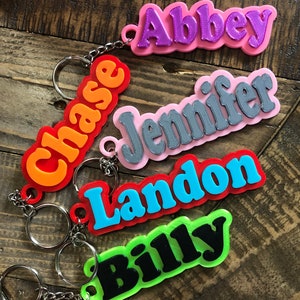 Personalized Name Keychains Two Color 3D Printed Keychains Custom Name ...