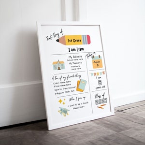 First Day of School Sign Printable Editable First and Last - Etsy