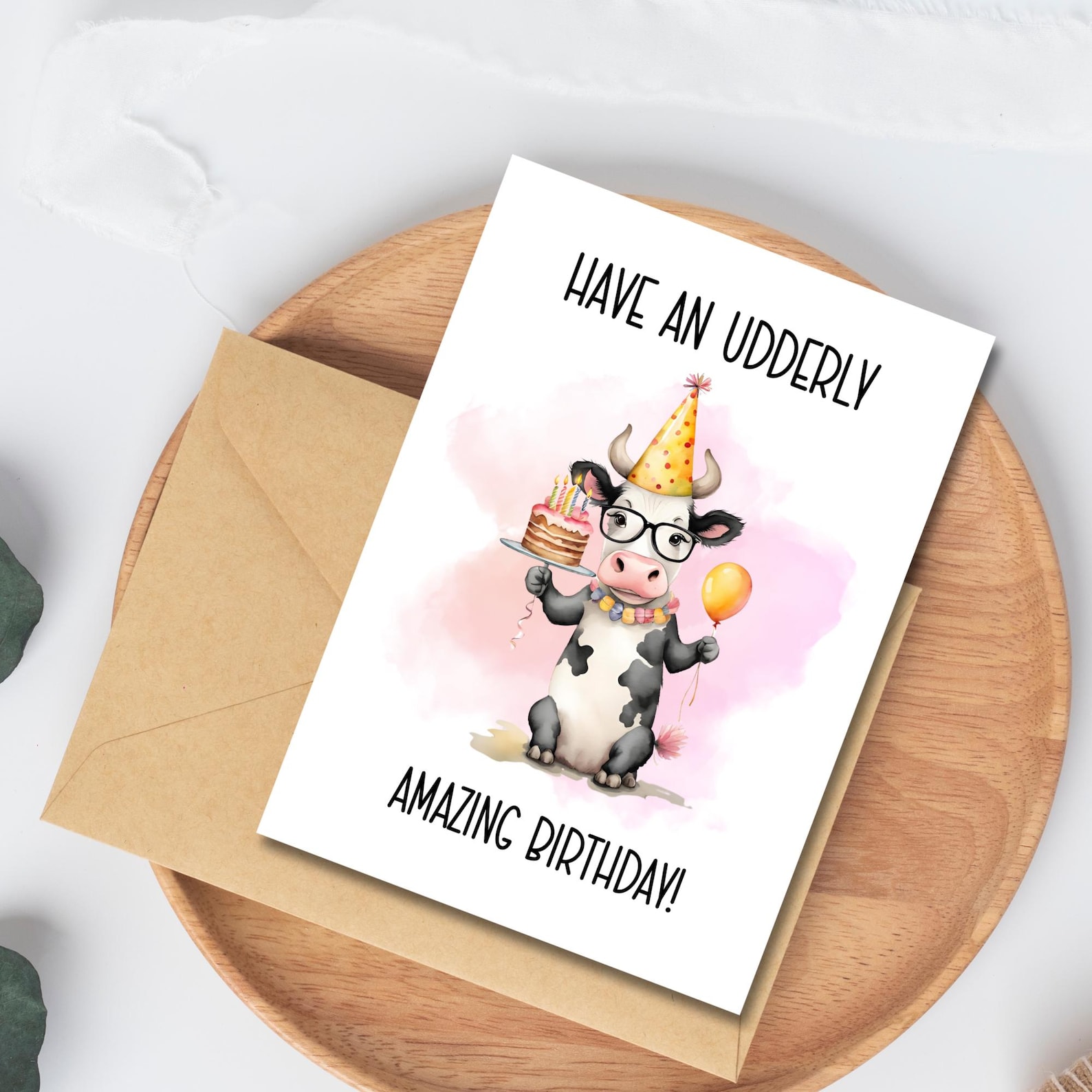 Cow Birthday Card, Funny Birthday Card With Cow Pun, Farm Birthday Card ...