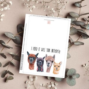 Printable Cute and Funny Alpaca Inspired Printable Birthday Card, Llama ...