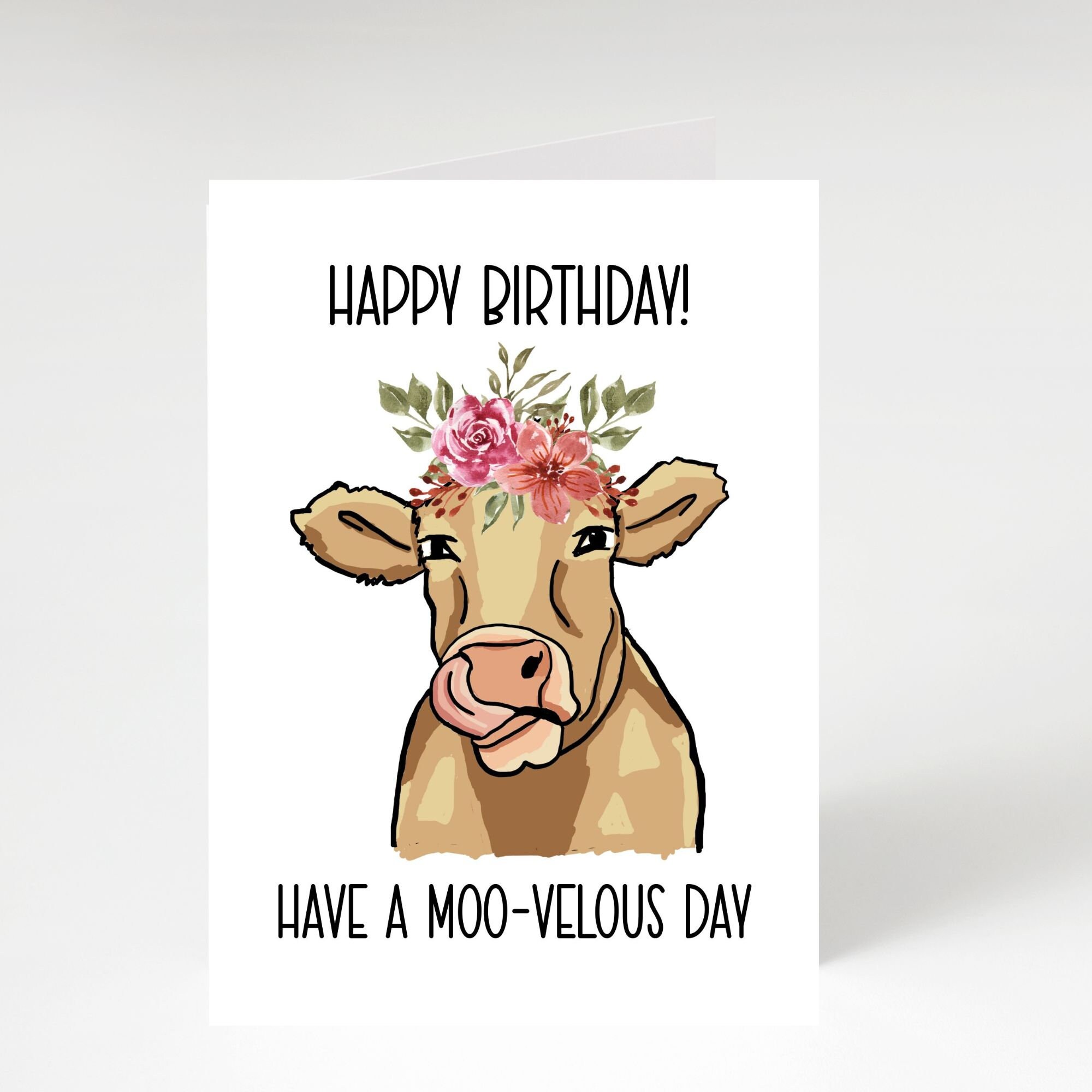 Cow Birthday Card Funny Birthday Card With Cow Pun Farm - Etsy Canada