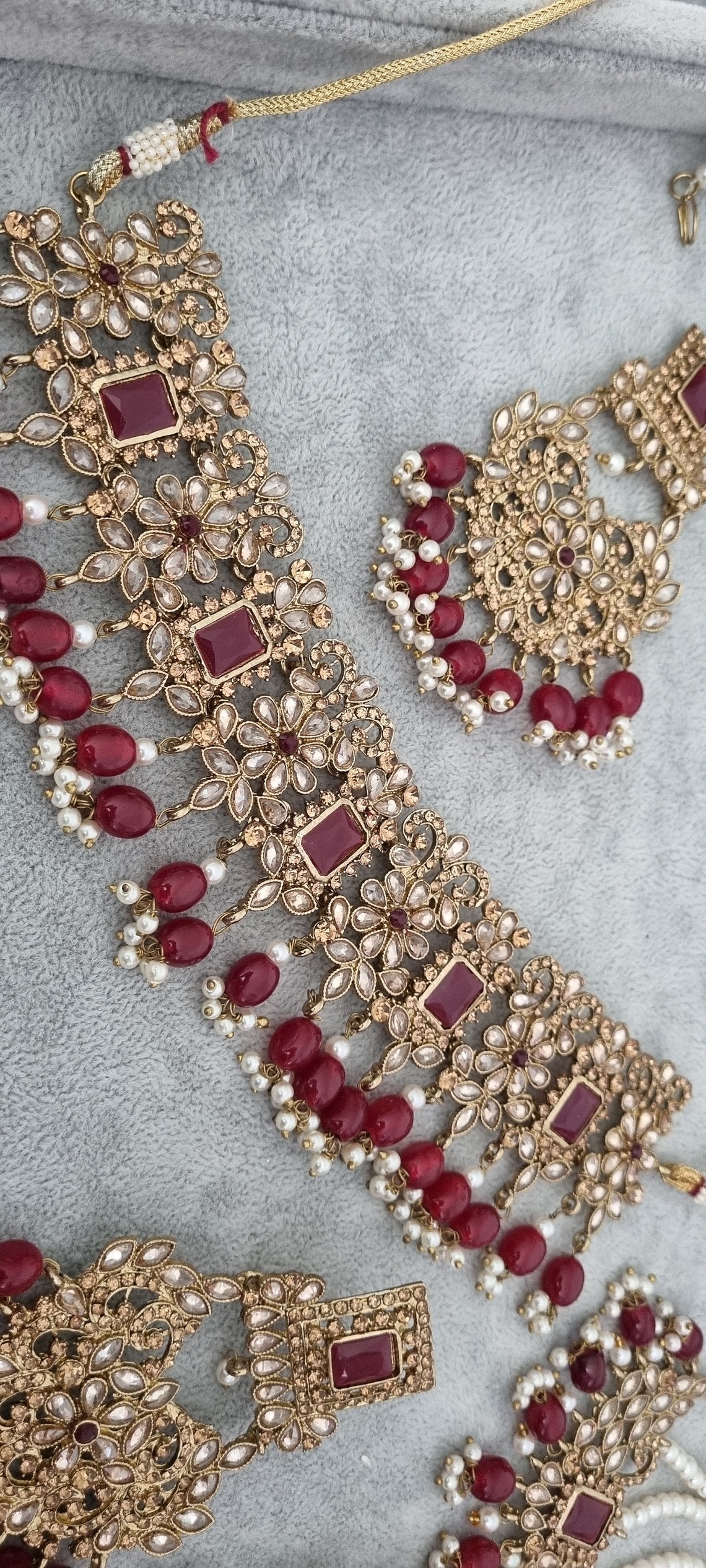 EXCELLENT PRICED Antique and Maroon Choker Set - Etsy UK