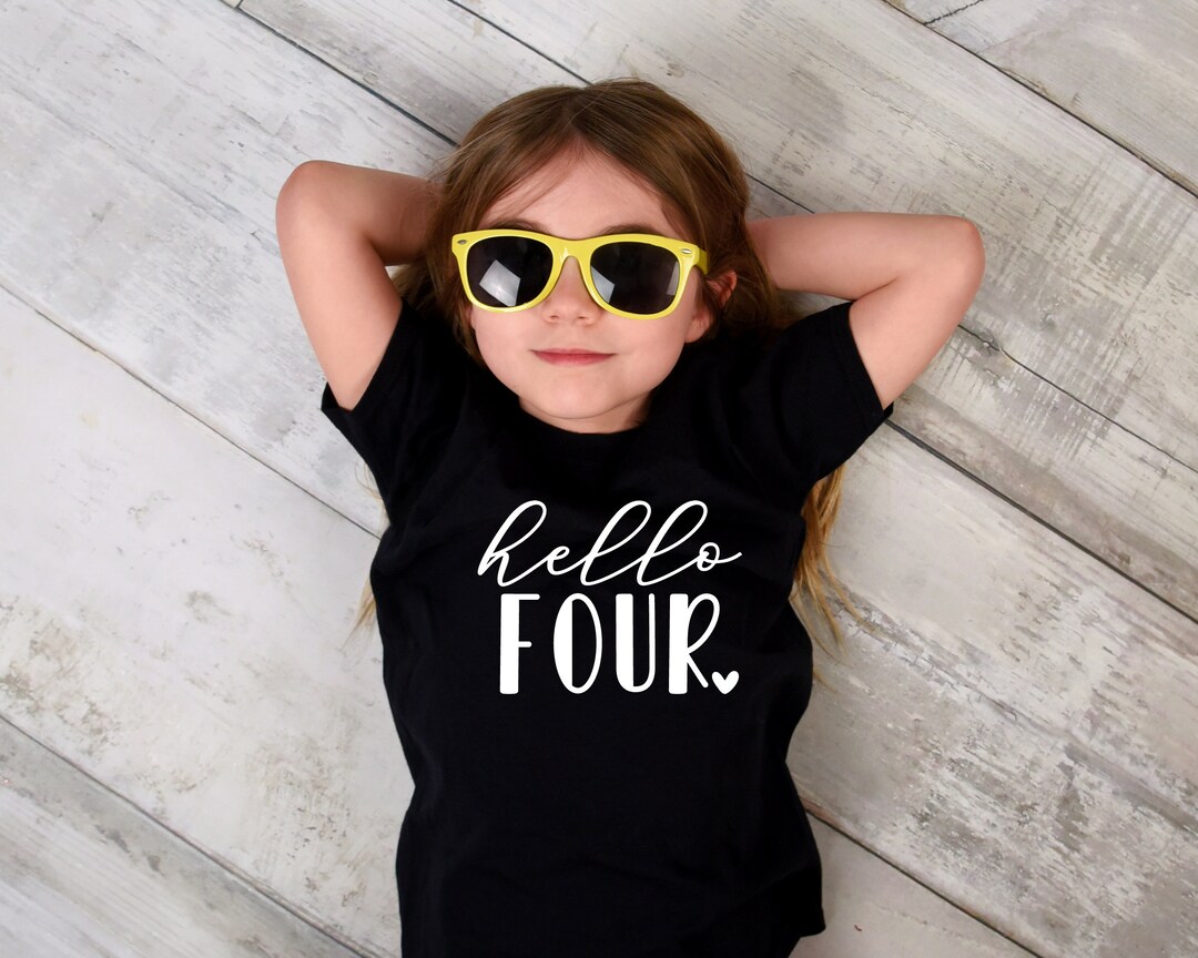 Hello Four Birthday Bodysuit, Cake Smash Outfit, Custom Birthday Shirt ...