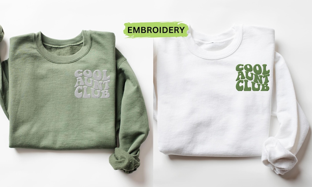 Embroidered Cool Aunt Club Sweatshirt, Personalized Aunt Hoodie, Cool ...