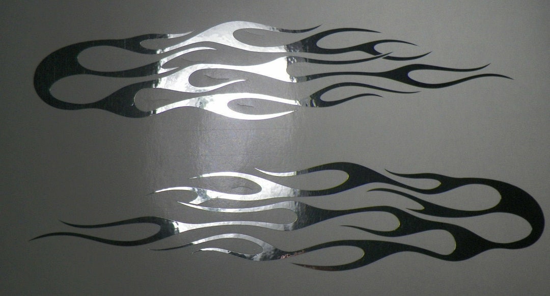 Chrome Flames Die Cut Vinyl Decal Sticker Large 22" Each Racing - Etsy