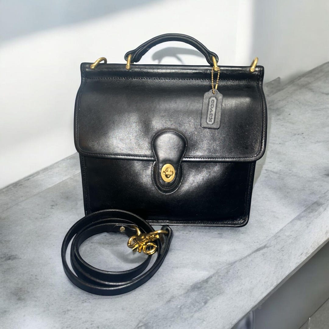 VTG Coach Willis Bag 9927 Black Leather Purse Brass Hardware Vintage ...