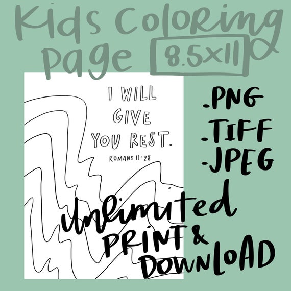 Romans 11:28 Kids Coloring Page Unlimited Download - Etsy