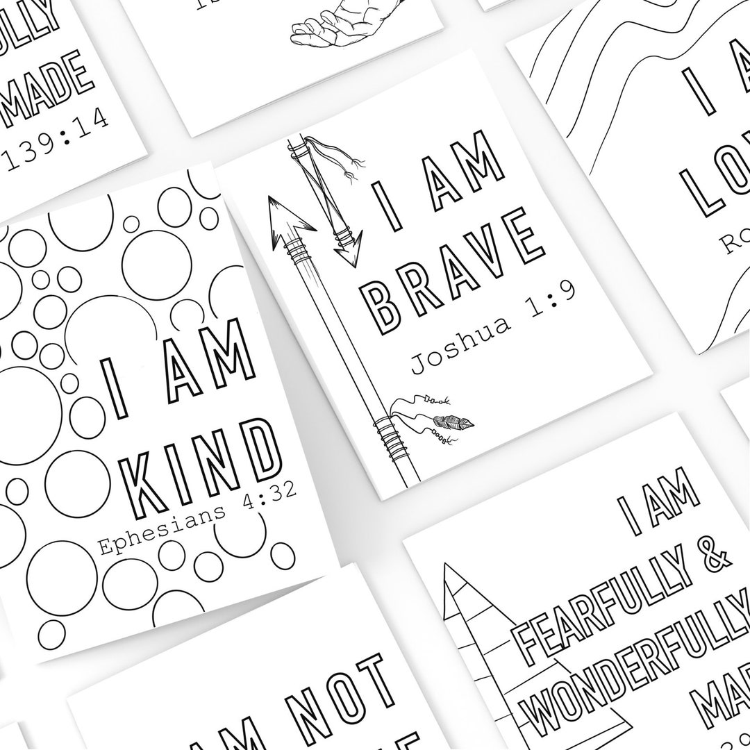 5 Biblical Affirmations for Kids - Coloring Pages - Etsy