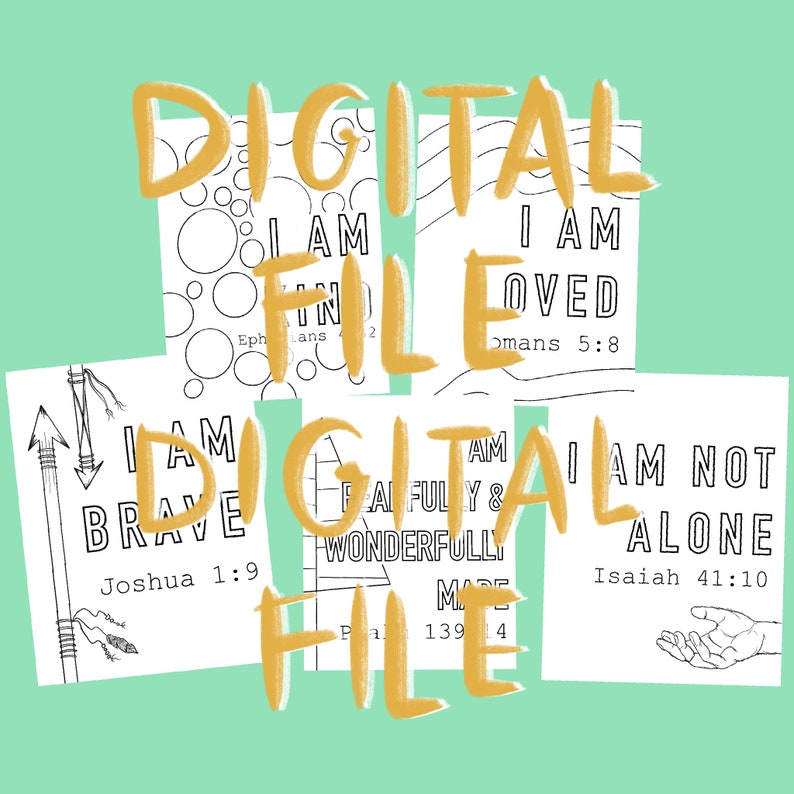 5 Biblical Affirmations for Kids - Coloring Pages - Etsy