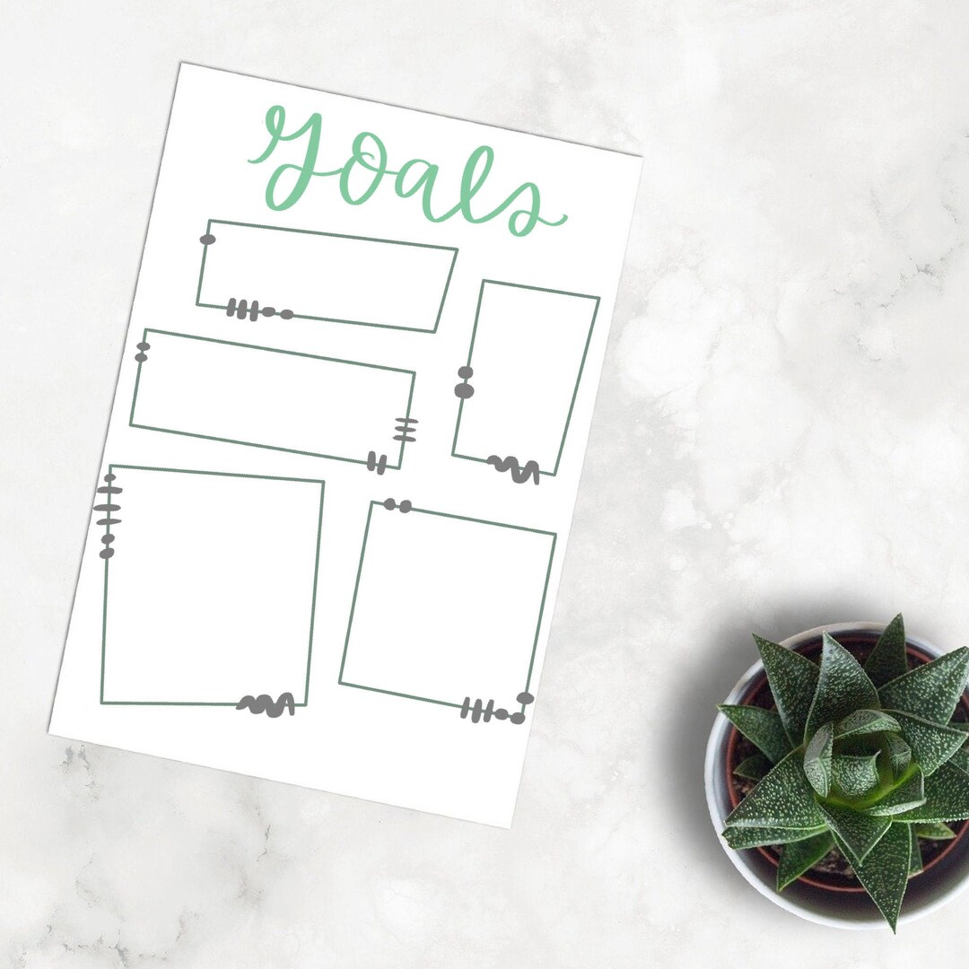 Printable 8.5x11 Goals Chart - Teal - Etsy