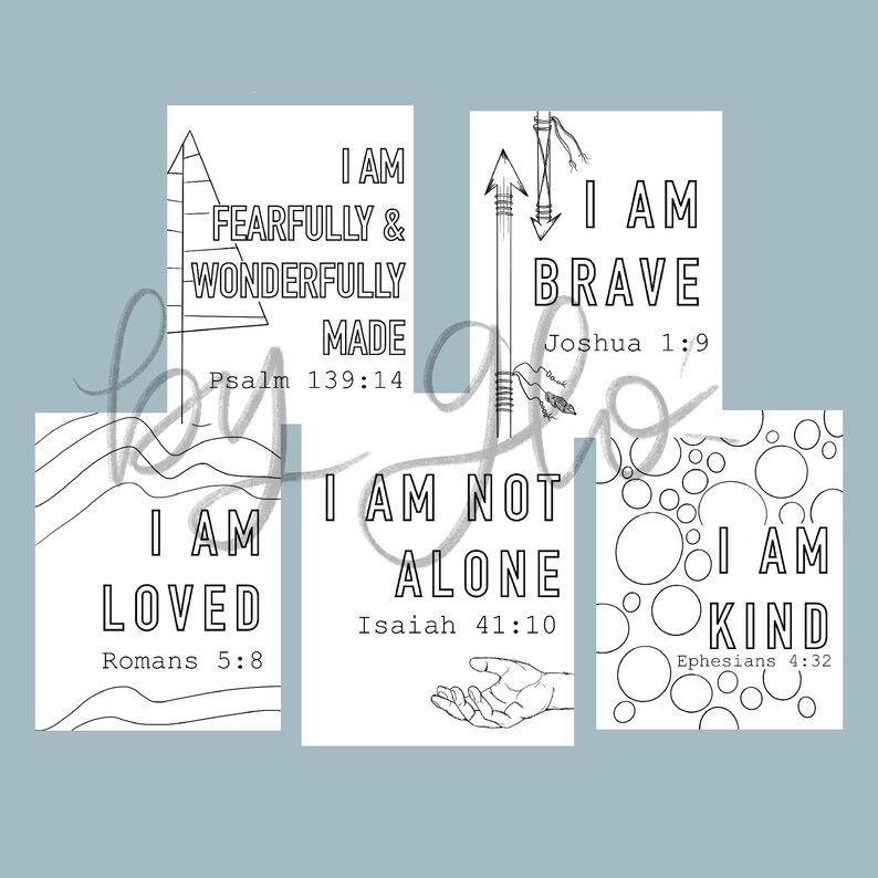 5 Biblical Affirmations for Kids - Coloring Pages - Etsy