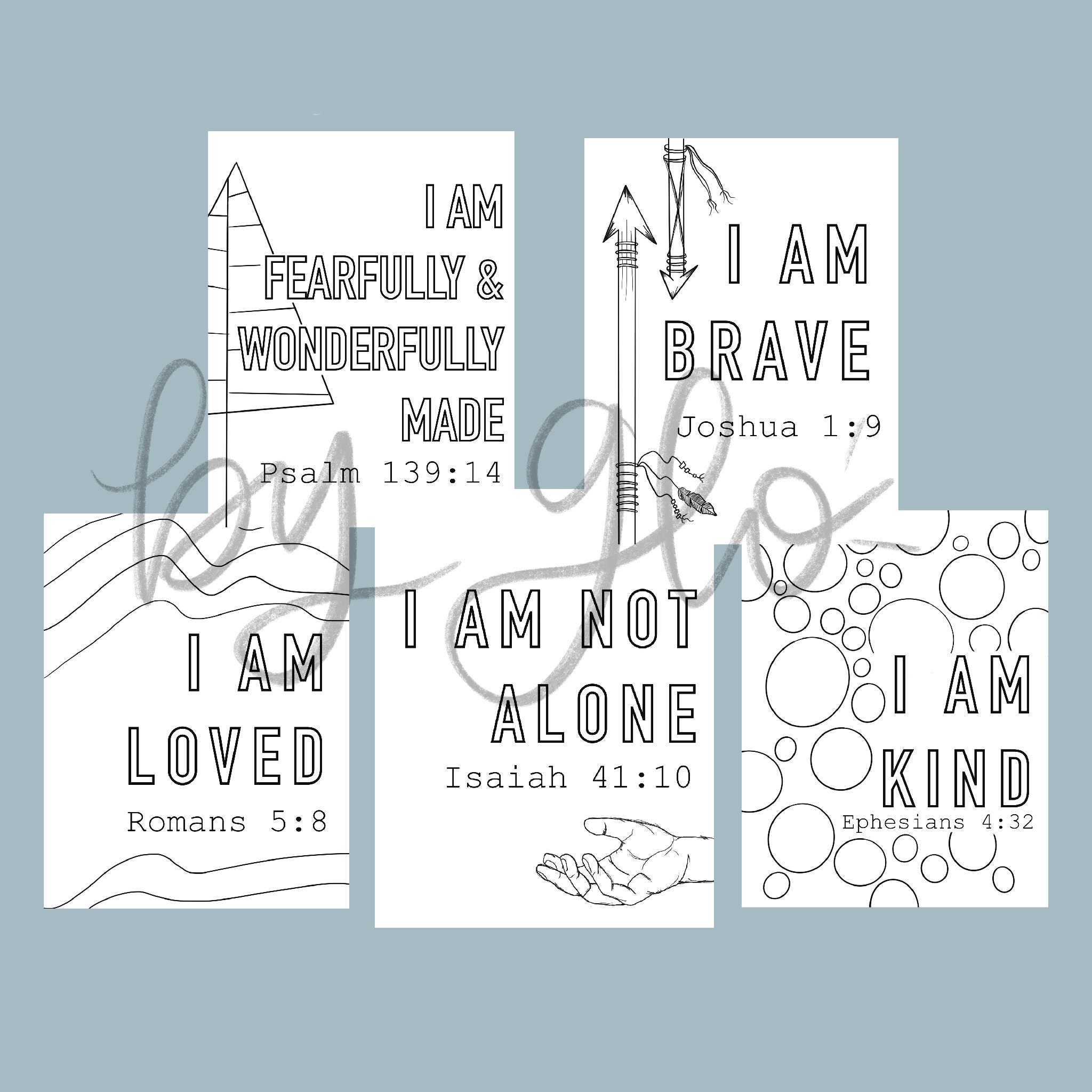 5 Biblical Affirmations for Kids - Coloring Pages - Etsy