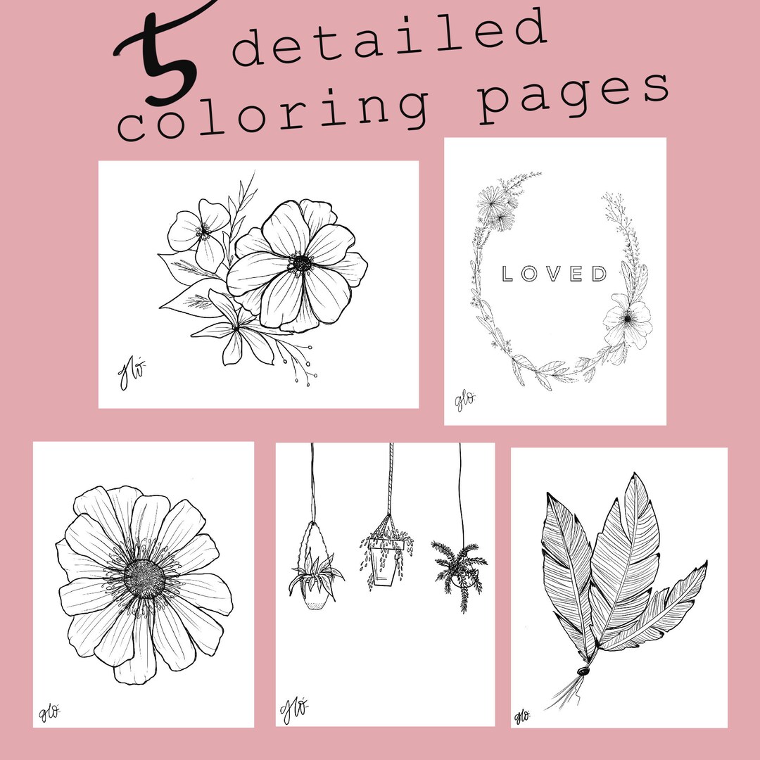 Beautiful Detailed Coloring Pages - Etsy