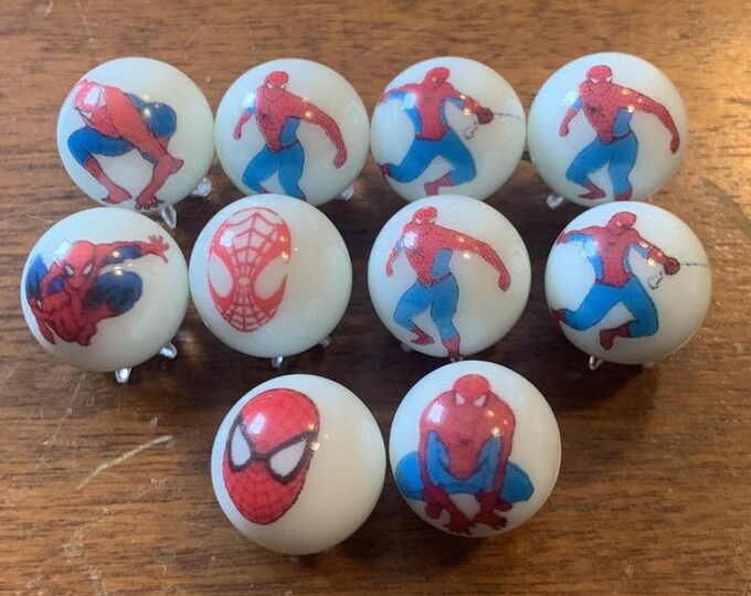 Spiderman Super Hero Marbles 5/8 Size With Stands - Etsy