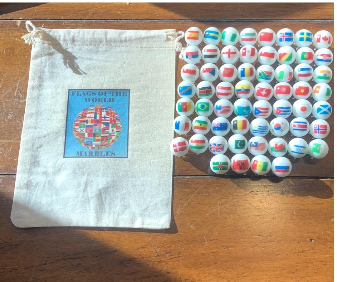 Flags of the World Country Flags 5/8 Inch Size Marbles With Marble ...