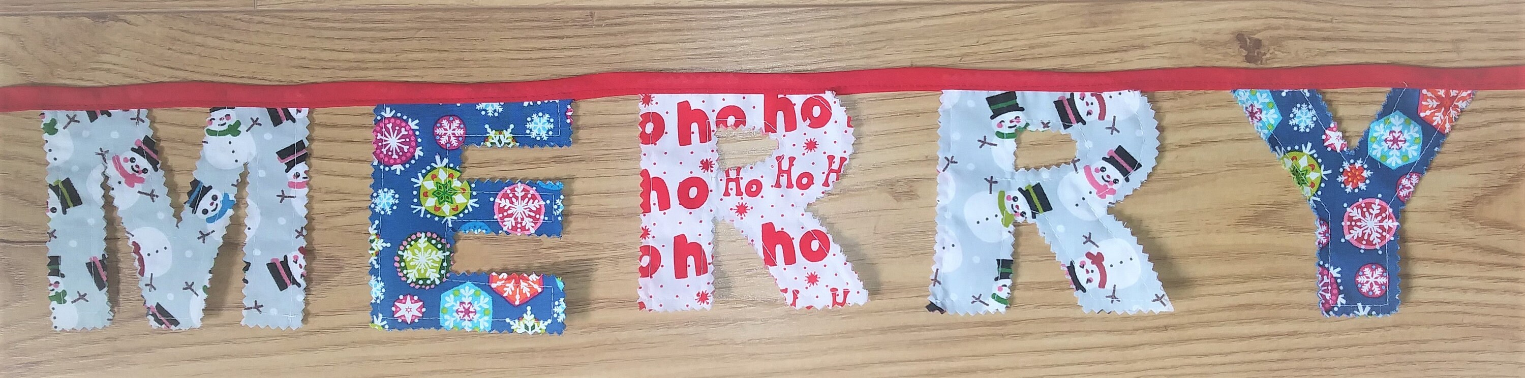 Merry Christmas Banner / Garland Individually Hand Made in 100% Cotton ...