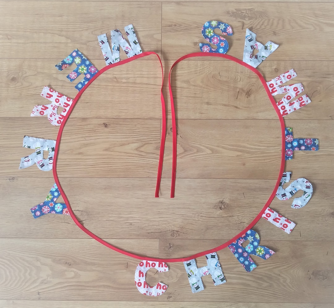 Merry Christmas Banner / Garland Individually Hand Made in 100% Cotton ...
