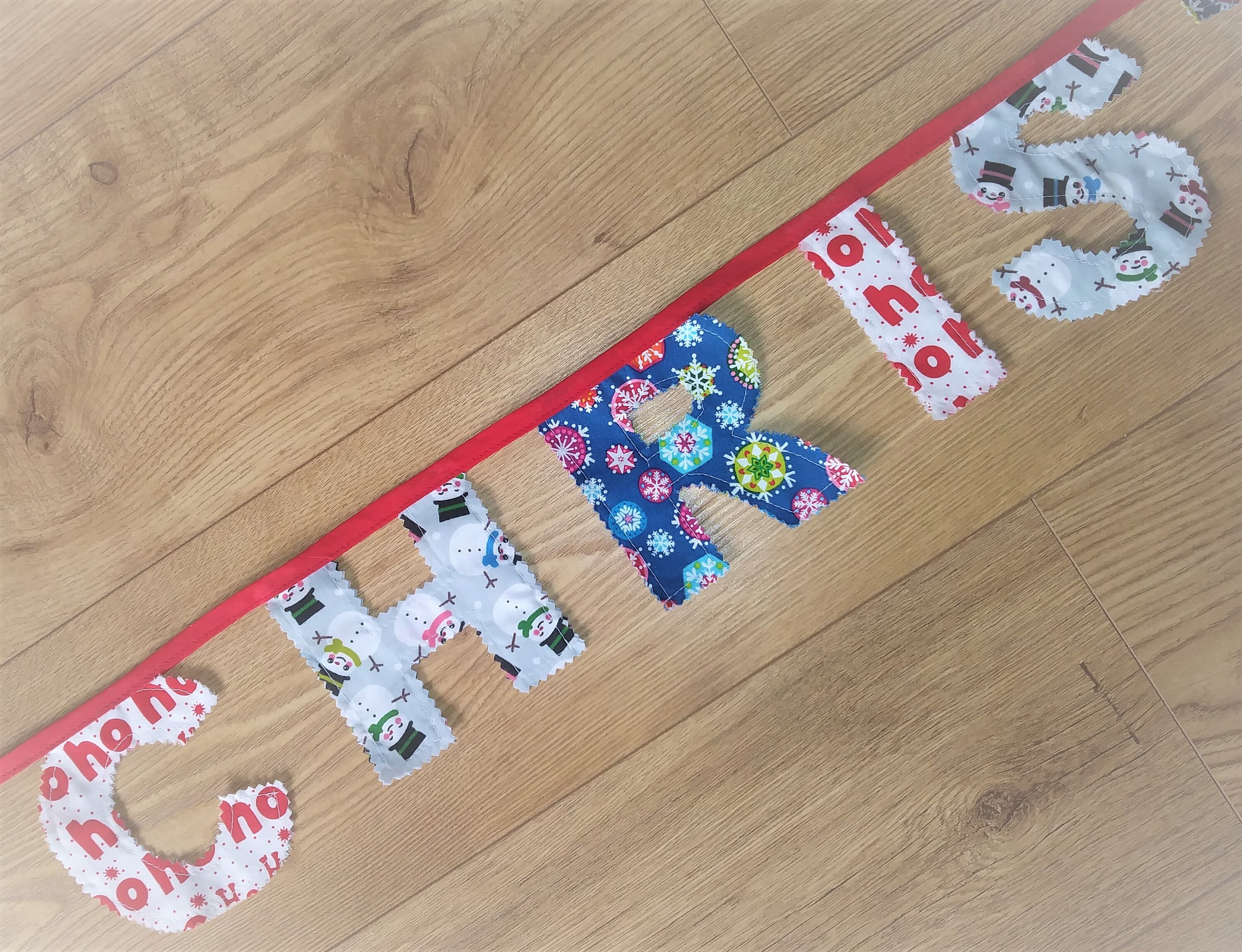 Merry Christmas Banner / Garland Individually Hand Made in 100% Cotton ...