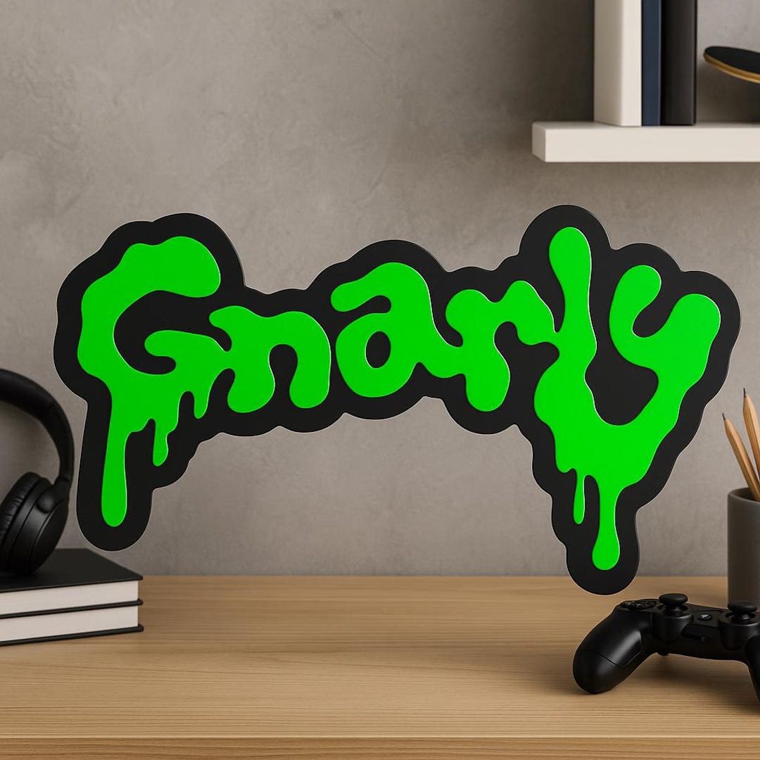 Gnarly Neon Green Photo Booth Sign - Retro 90s Party Prop - Etsy