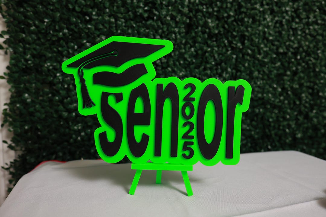 Senior 2025 Brat Graduation Sign – Neon Green 3D Printed Photo Booth ...