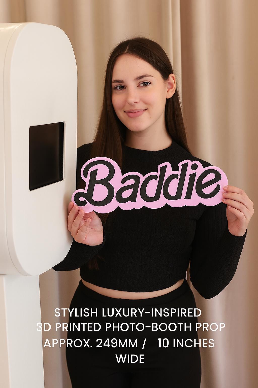 Baddie Photo Booth Prop: 3D Printed Pink & White Party Sign - Etsy