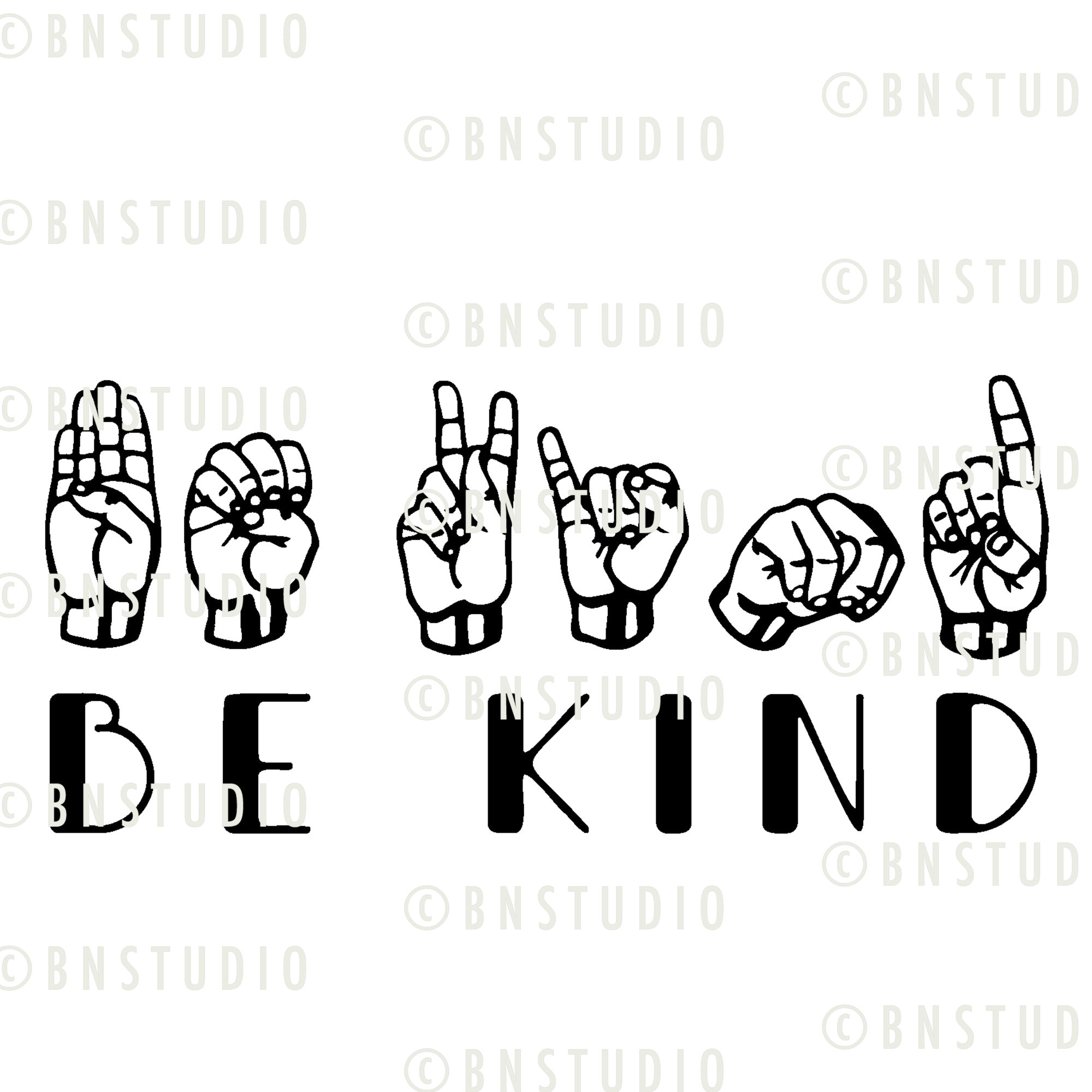 Be Kind American Sign Language SVG and PNG Instant Download - Etsy Canada