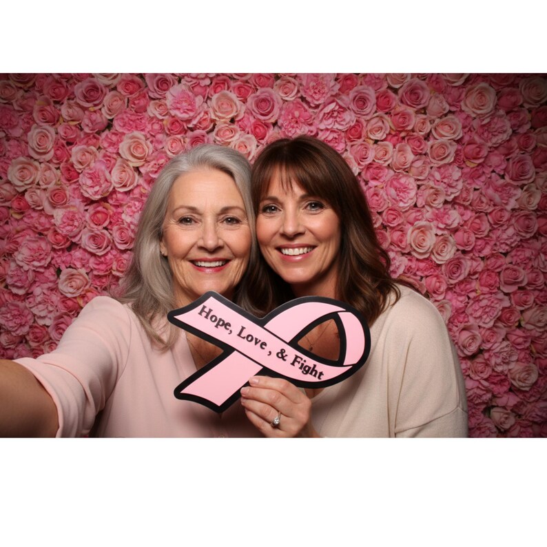 Pink Ribbon Photo Booth Prop: Breast Cancer Awareness Sign - Hope, Love ...