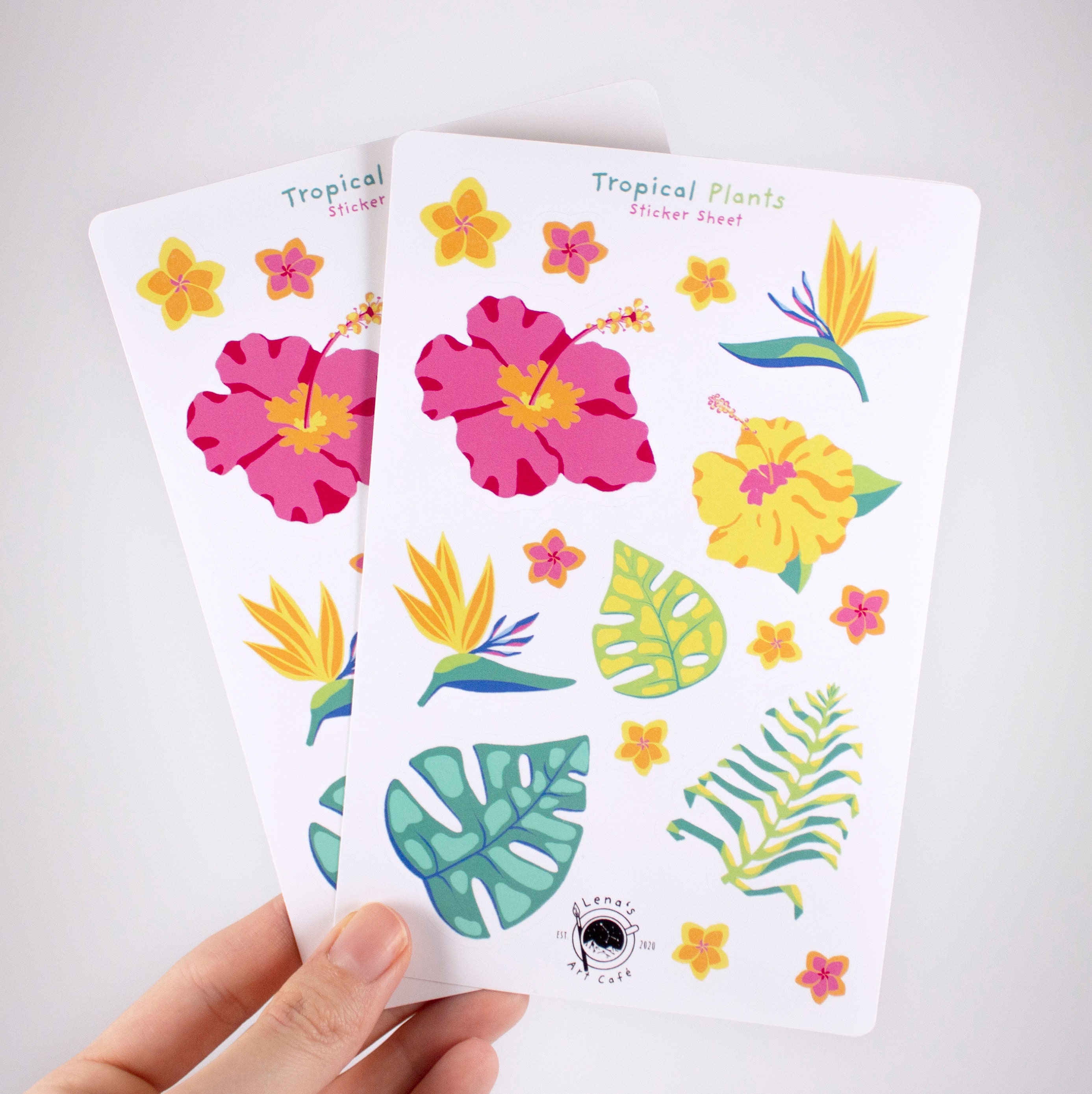 Sticker Sheet 2 Set Tropical Plants Shiny Decorative Vinyl - Etsy