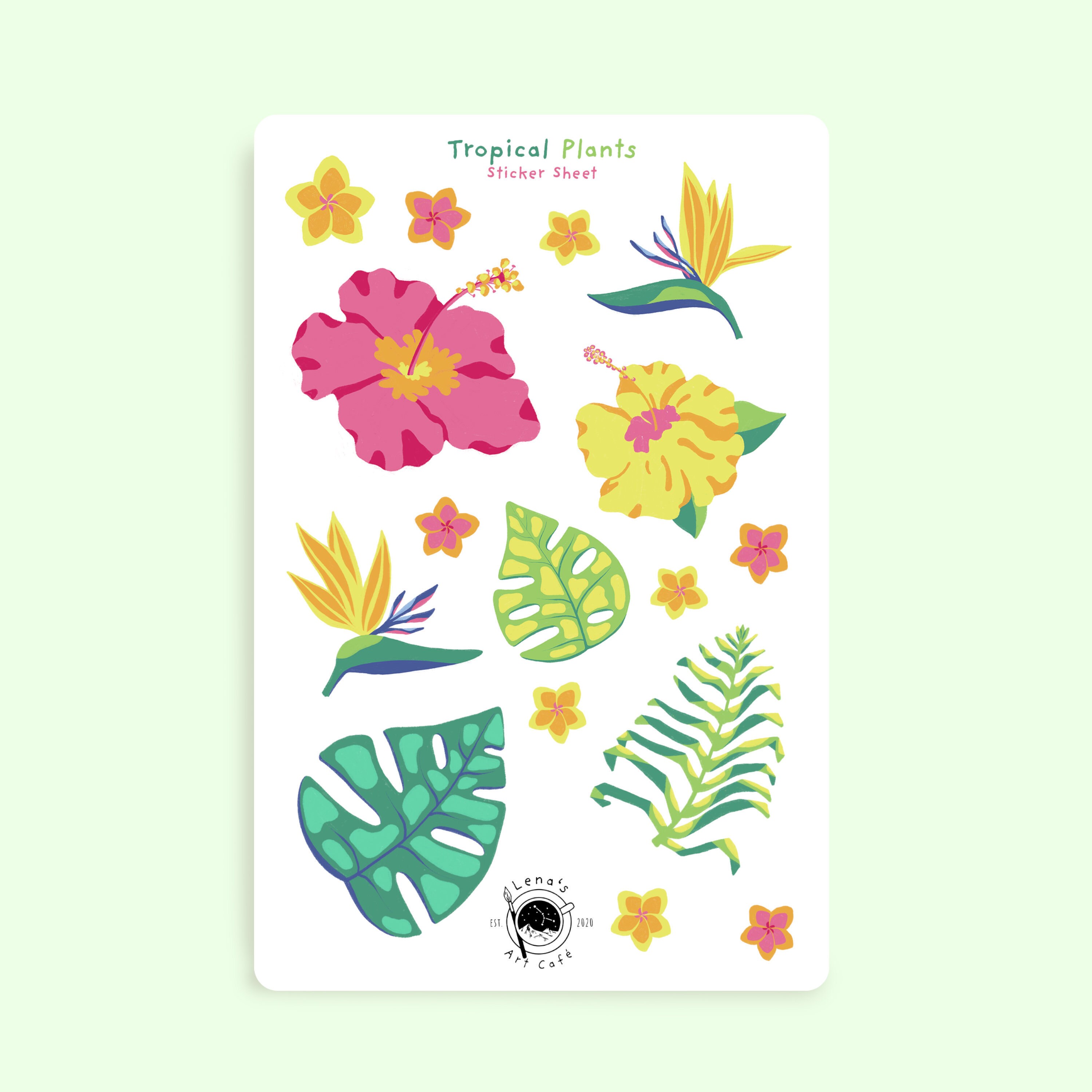 Sticker Sheet 2 Set Tropical Plants Shiny Decorative Vinyl - Etsy