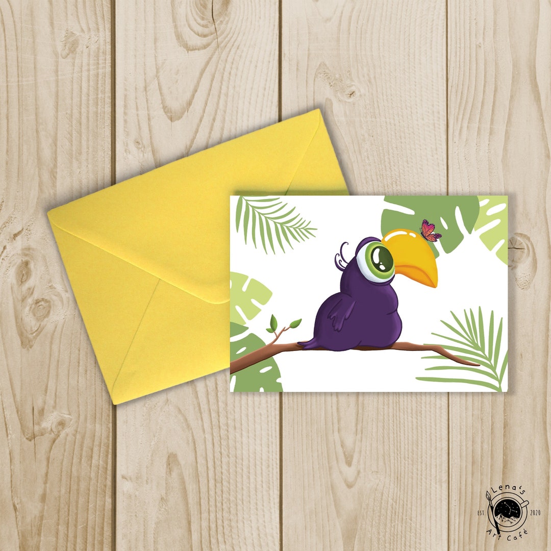 Greeting Card Tuki the Toucan Folding Card Din A6 Cute Animal and Plant ...