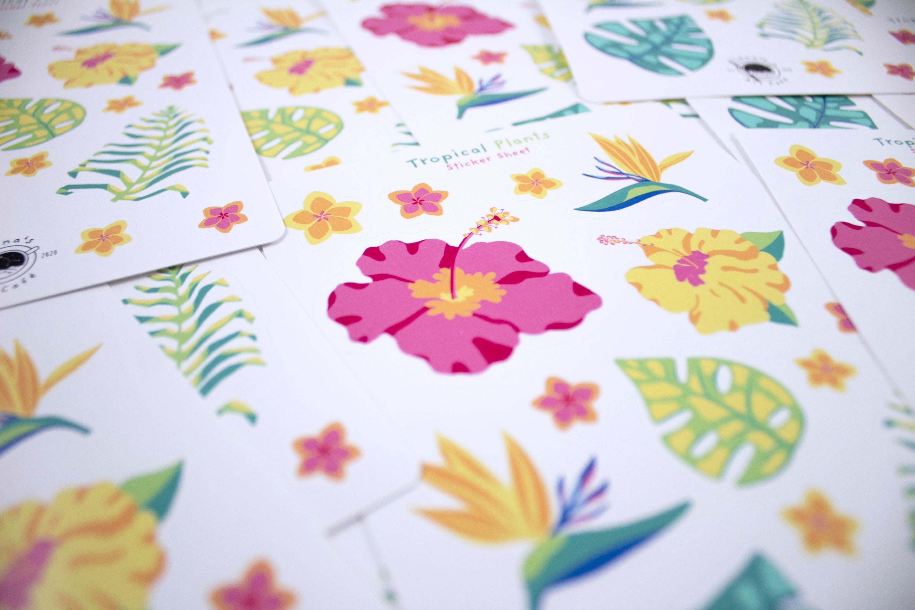 Sticker Sheet 2 Set Tropical Plants Shiny Decorative Vinyl - Etsy