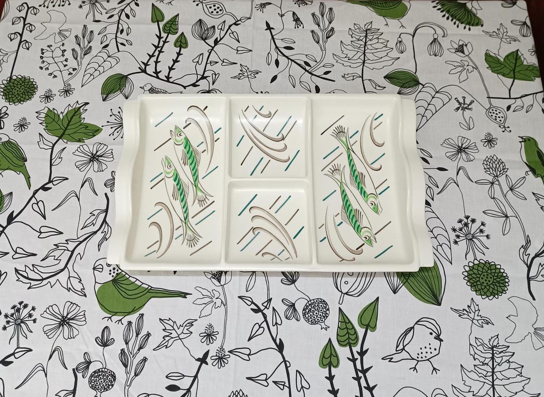 Poole Pottery Hors D'oeuvre Dish Green Fish Waves Decor . - Etsy