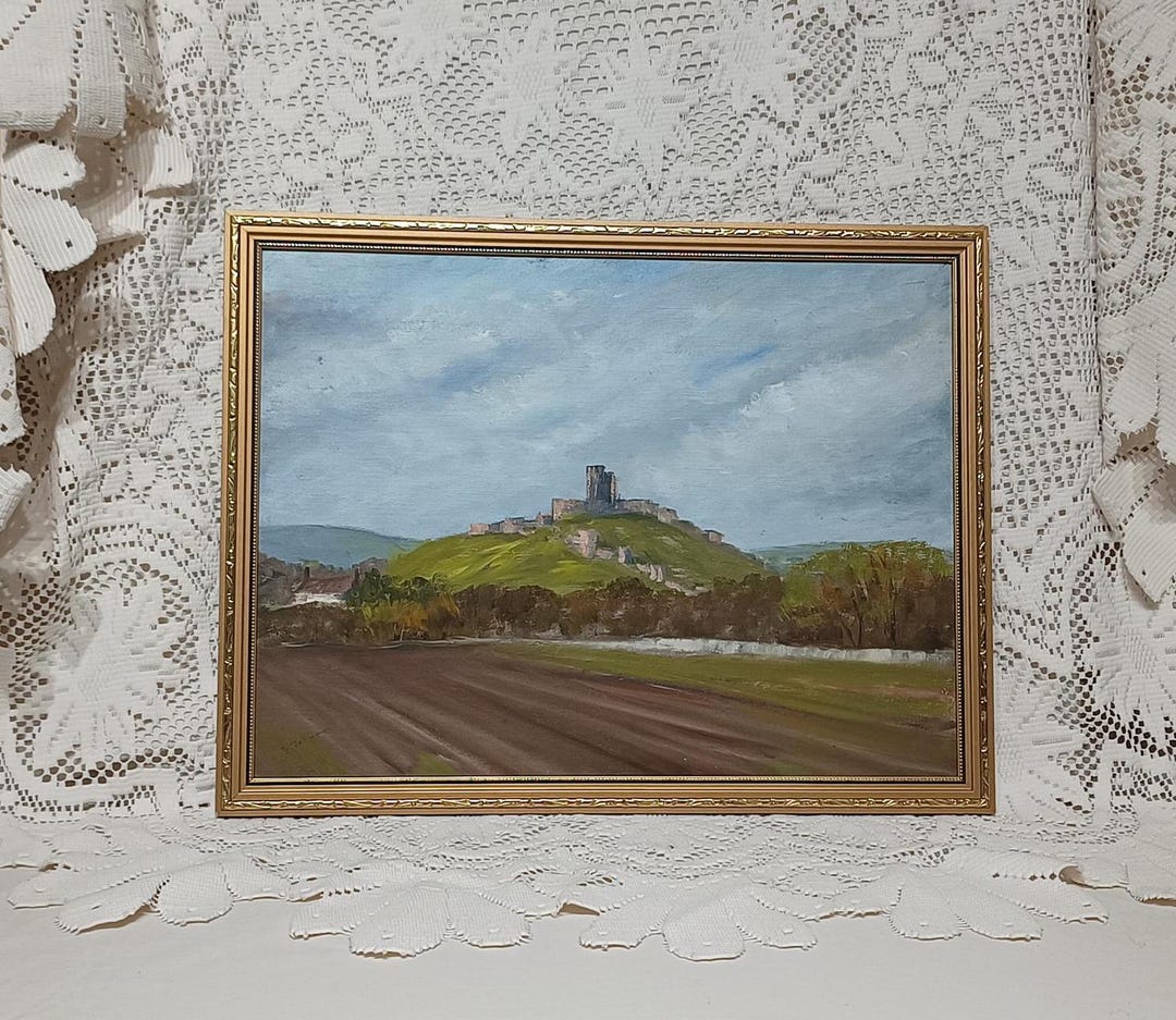 Vintage Oil Painting Corfe Castle Signed Greta Johnson Original Wall ...