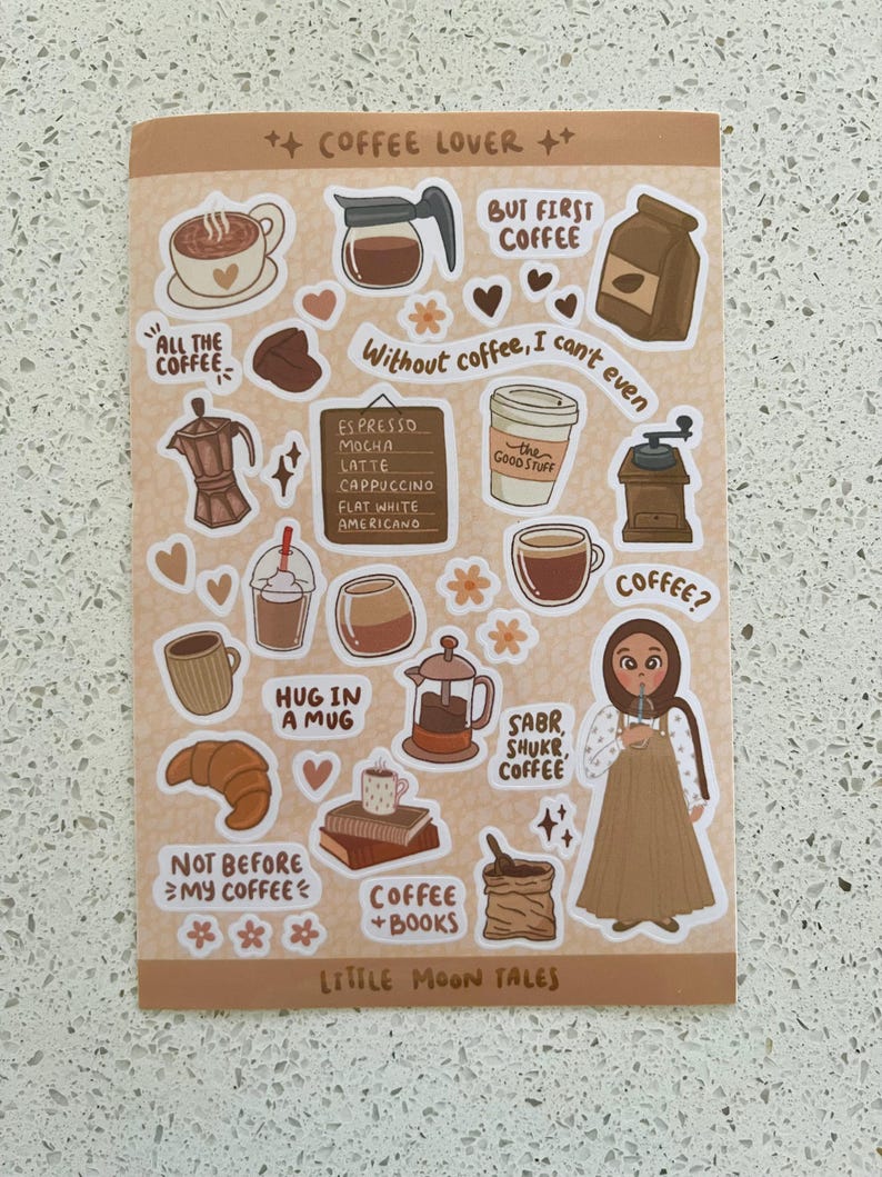 Coffee Lover Sticker Sheet | Hijabi Girl, Espresso, Latte - Etsy
