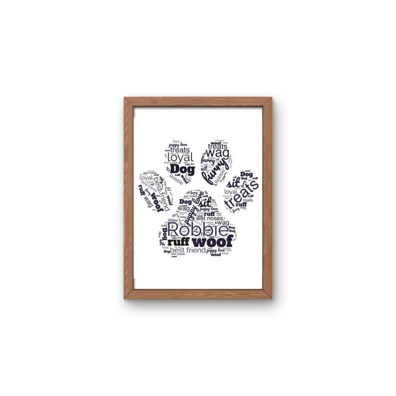 Personalized Dog Name Paw Print Word Art Gift for Dog Owners Dog Wall ...