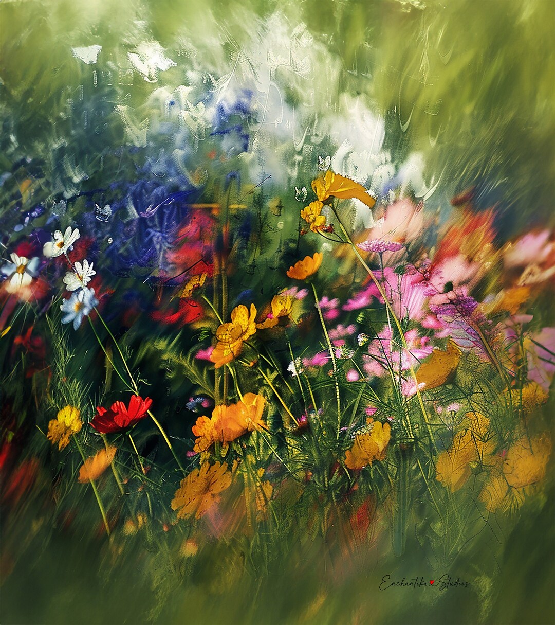 Whispering Wildflowers - Beautiful Abstract Art. an Enchanting Gift for ...
