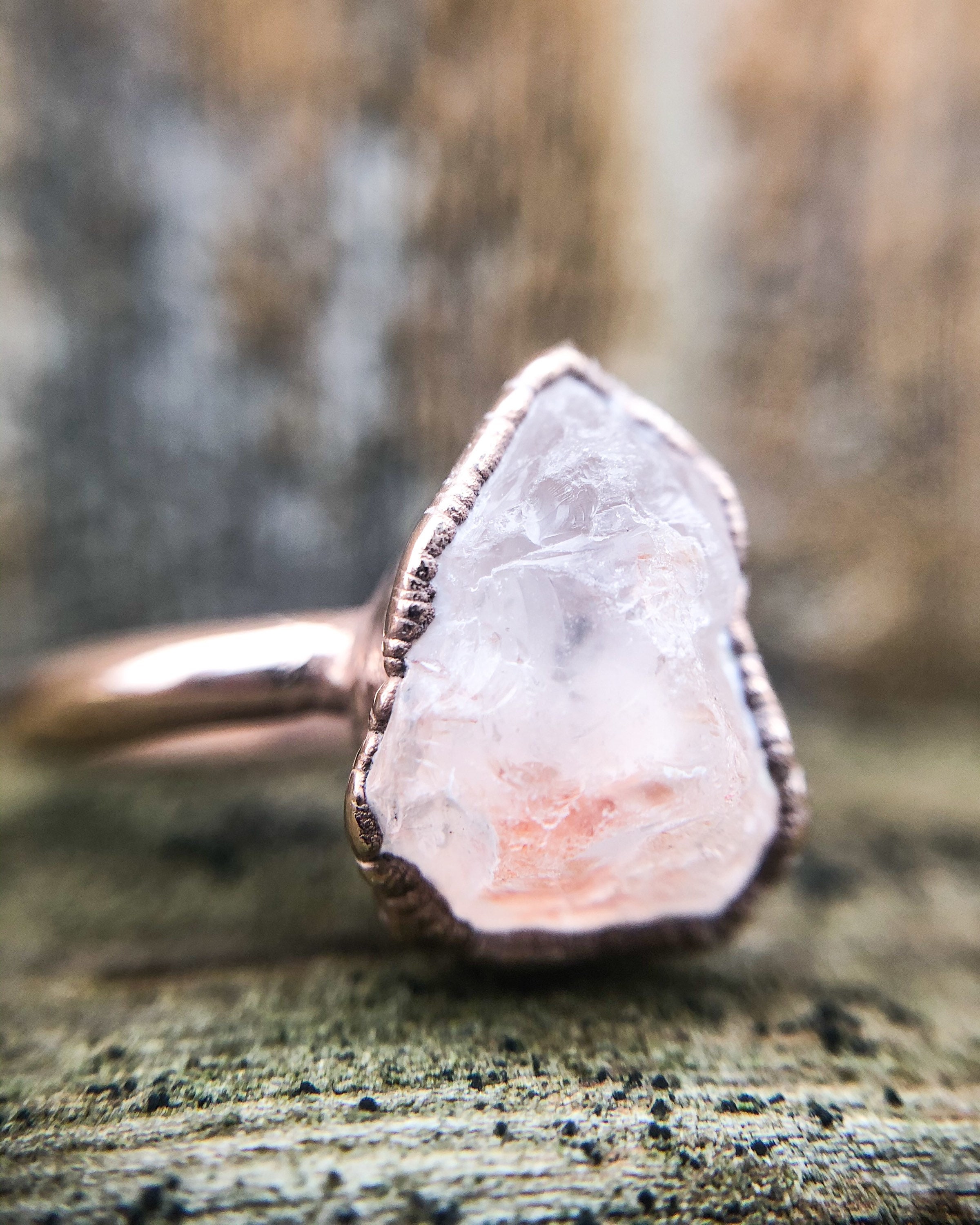 Raw Morganite Ring, Silver, Gold, Rose Gold, or Copper - Etsy