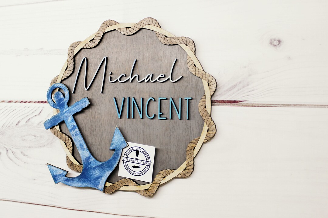 Nautical Round Name Sign Digital File Glowforge - Etsy