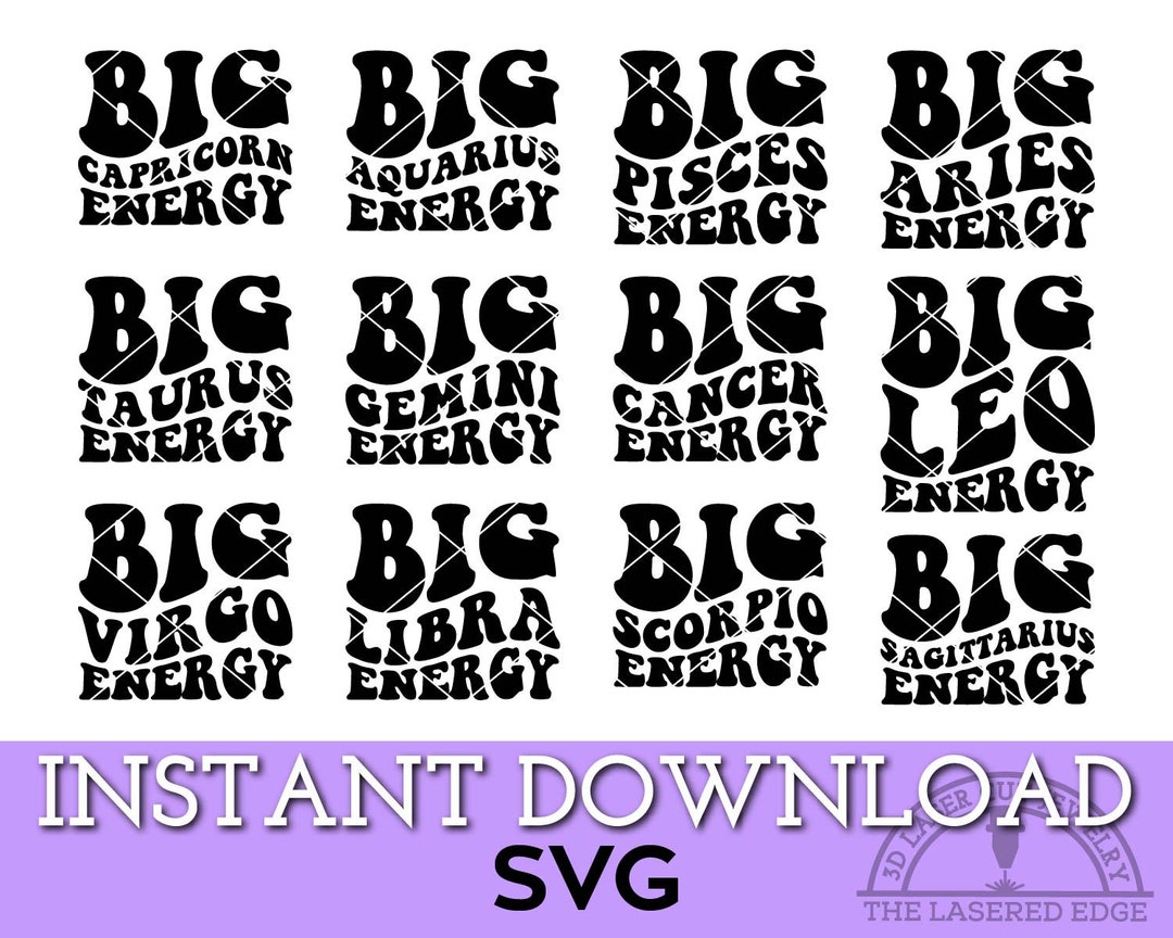 Big Energy SVG Retro Wavy Zodiac Astrology Circut Silhouette Die Cut ...
